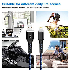 DFLASHS iPhone Charger Cable 3-Pack 6/6/10FT Lightning Charging Cable Long Cord for iPhone 12/11/11Pro Max/11Pro/XS/Max/XR/X/8/8P/7/6/6s and More (Blue)