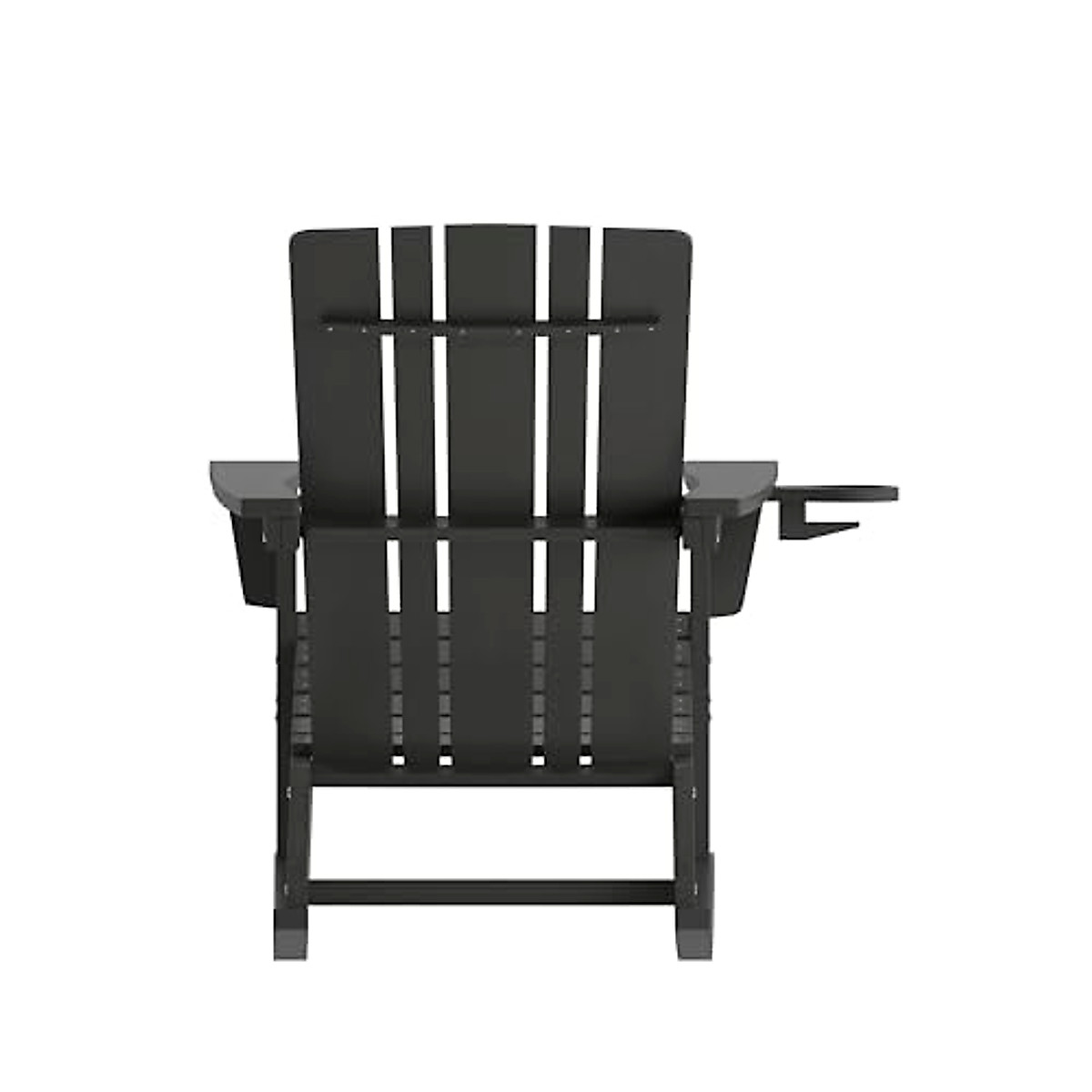 Flash Furniture Halifax Adirondack Rocking Chair with Cup Holder, Weather Resistant Poly Resin Adirondack Rocking Chair, Black