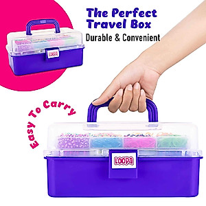 Loopa Rubber Bands Kit, 10,000+ Colorful Bands Refill Set for Kids, DIY Loom Bracelets Making Set with Beads & Endless Accessories - Box Case Included