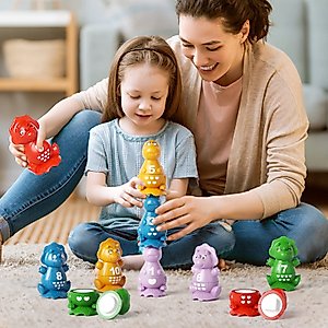 Snap-n-Learn Matching Dinosaurs, Toddler Stacking Sorting Toys, Educational Preschool Counting Dinos Learning Building Toy, Fine Motor Skills Learning Game Gifts for 18 Months 2 3 4 Year Old Boys Girl