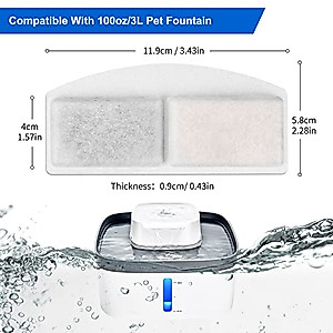 MyfatBOSS Pet Fountain Filter Replacement, 12 Packs Cat Water Fountain Filter, Pet Fountain Carbon Filters Compatible with 100oz/3L Automatic Pet Fountain