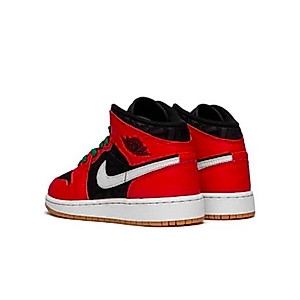 Nike Jordan Youth Jordan 1 Mid SE GS DQ8418 006 Christmas - Size 6.5Y, Black/Fire Red/White/Malachite