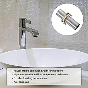 uxcell Faucet Mount Extension Shank 4"x 1.25" Stainless Steel Pipe Faucet Extension Nipple Locknut Kit Extension Threaded Lengthen Fixed High Foot with Nut and Gasket Faucet Fittings