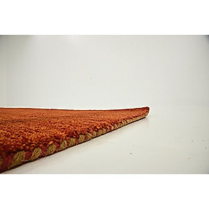 Unique Loom Solid Gava Collection 100% Natural Twisted Wool Modern Terracotta Area Rug (8' x 12')