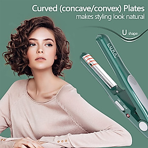 Small Flat Iron for Pixie Haircut:1/2 Inch Nano Titanium Curved Plates Straightener,Mini Travel Hair Straightener for Short Hair,Tiny Portable Hair Straightening Irons