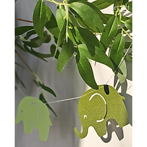Green Baby Shower Garland Elephant Banner Elephant Theme Party Decoration Birthday Supplies Baby Nursery Classroom Decorations Gender Reveal Decoration 10Feet 17pcs
