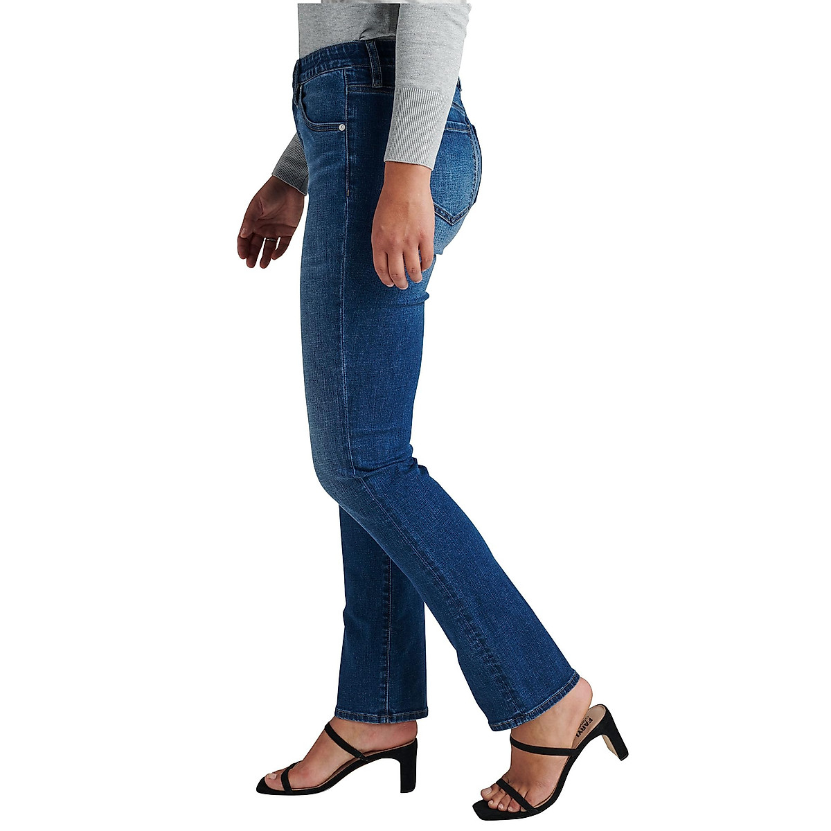 JAG Jeans Women's Petite Ruby Mid Rise Straight Leg Jeans, Thorne Blue, 4 Petite
