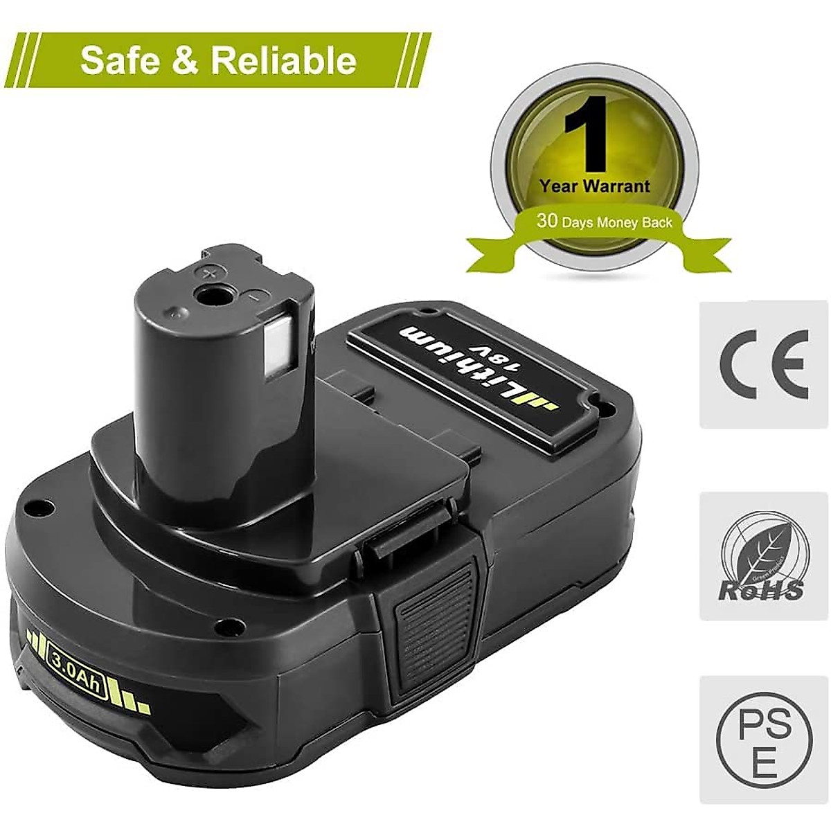 3.0Ah for Ryobi 18V Lithium-ion ONE+ Plus Battery P102 P103 P104 P105 P107 P108 P109 P122 Cordless Power Tools 2 Packs