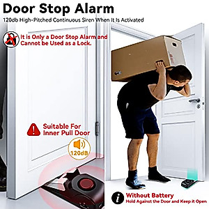 AceMining Door Stop Alarm with 120dB Siren, Floor Mount Type, Rubber Security Door Wedge for Home, Travel, Pack of 2, Black