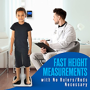 Houseables Medical Scale, Digital, Touchless Sonar Stadiometer, L18" x W14" x H86", White, 440 lbs. Doctor Physician Professional Scales, Weight Limit, Eye Level, Calculate BMI, Body Fat, Height Rod