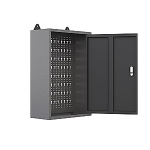 JZD Metal Storage Cabinets, Wall Mounted Tool Chest with 1 Locking Door, for Home Office, Black and Gray