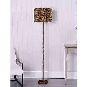 Ore International HBL2422 59" in Faux Suede Leopard Print Floor Lamp