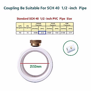 RUITN 1/2 Inch PVC Coupling with Brass Mist Nozzle For Misting Cooling System (Pack of 20)