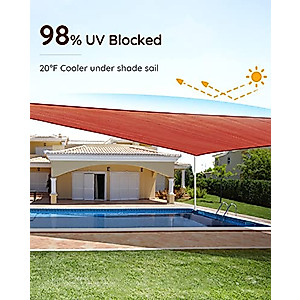 Quictent 24X24FT Large Overzied 185G HDPE Square Sun Shade Sail Canopy 98% UV Block Outdoor Patio Garden with Hardware Kit (24'x24', Terracotta)