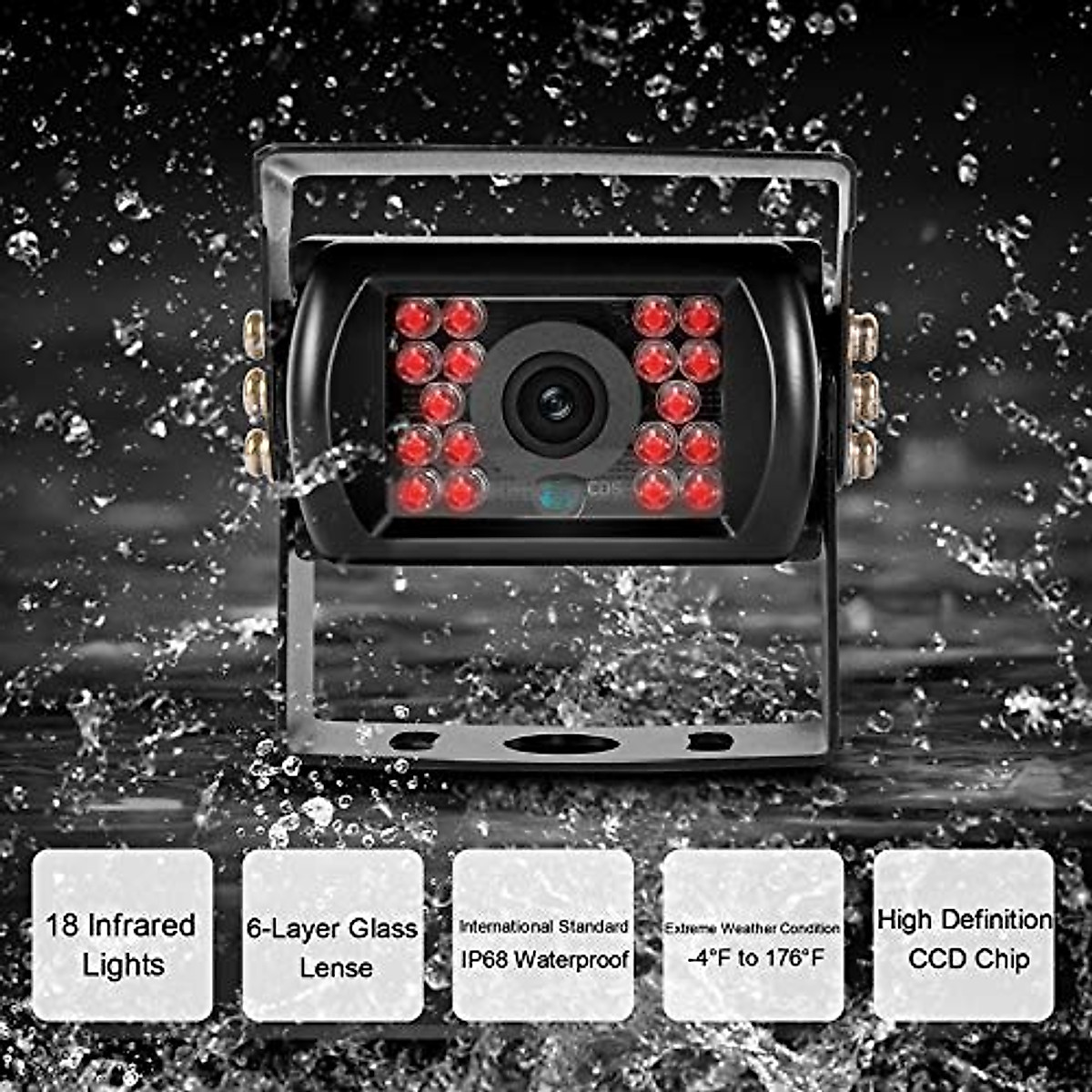 Backup Camera for Trucks with Monitor,7'' Reversing Monitor with Rear View Camera, 140 ° Wide Angle, 18 IR Night Vision,IP68 Waterproof for Trucks,RVs,Trailers,Bus,Vans,Large Vehicles.