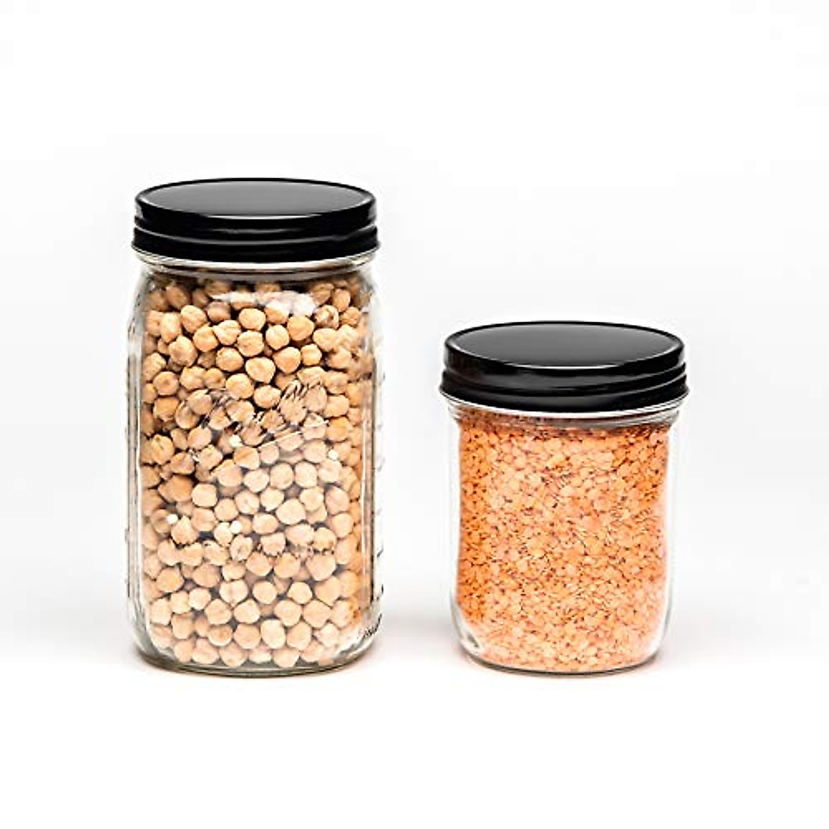 AllSpice Rust-Proof Wide Mouth Aluminum Metal Mason Jar Lids Leak-Proof 12-Pack (Black)