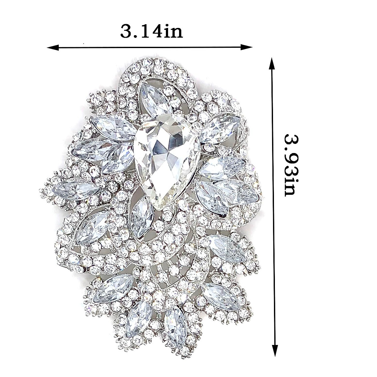 LAXPICOL Women's Vintage Blue Austrian Crystal Elegant Flower Teardrop Brooch Gold Tone (clear)