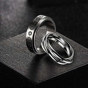 EVBEA Anxiety Ring For Women Relief Fashion Fidget Spinners Rings 4 Pieces Stress Preppy Jewelry For Teen Girl Asexual Stainless Steel Mood Promise Wedding Set Size 7
