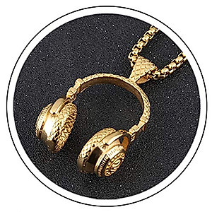 AKarrLili Headphones gold Necklace gold Music Pendant silver Hiphop Fashion chain with 23in chain