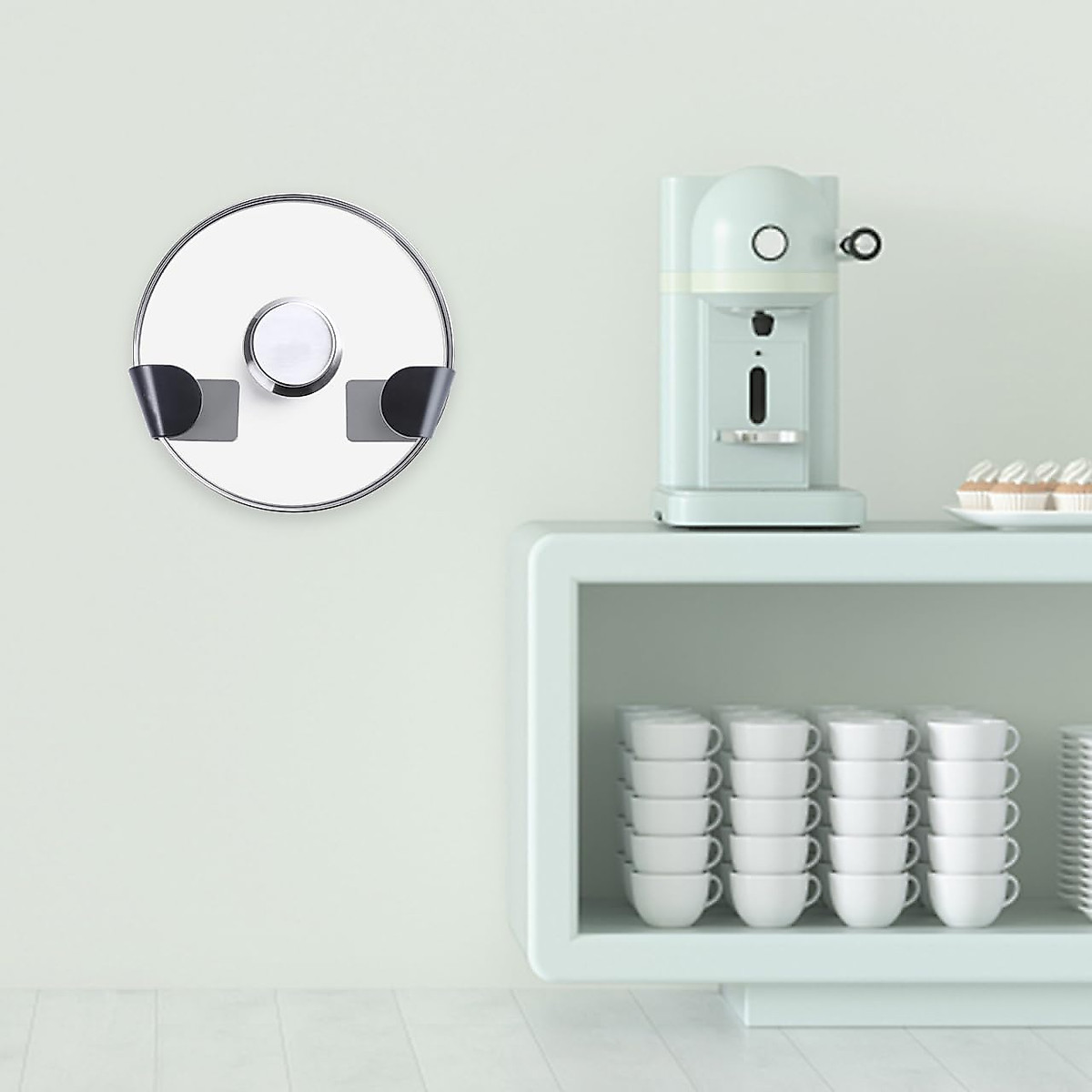 Hemoton 5 Pairs Wall Mount Pot Lid Organizers, Adjustable Pot Lid Holder Cabinet Door Organizer Pot Hangers Racks, Plastic Pan Storage Racks Holders for Kitchen, Saving Space& Free Size