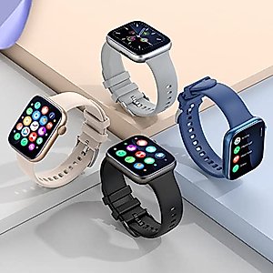 1.8" Full Touch Screen Smart Watch for Android & iOS Phones with Heart Rate & Blood Oxygen Monitor IP67 Waterproof, Multiple Sport Modes, Voice Assistant, Fitness Smart Watch for Women Men (Black)