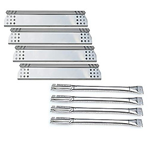 Direct Store Parts Kit DG173 Replacement 16 15/16 inch Burner for Kitchen Aid 720-0733A,4 Burner Gas Grill Burner,Heat Plate (Stainless Steel Burner + Stainless Steel Heat Plate)