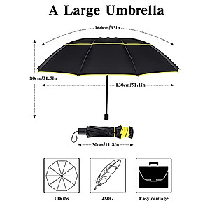 Kalolary 62 Inch Extra Oversize Large Compact Golf Umbrella，Double Canopy Vented Windproof Waterproof Stick Umbrellas for women & men