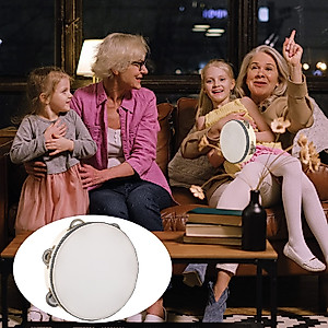 Tambourine for Adults Wooden Tambourine Hand Held Drum Bell Birch Metal Jingles Percussion Percussion Gift Musical Educational Instrument for Church Party(6 inch)