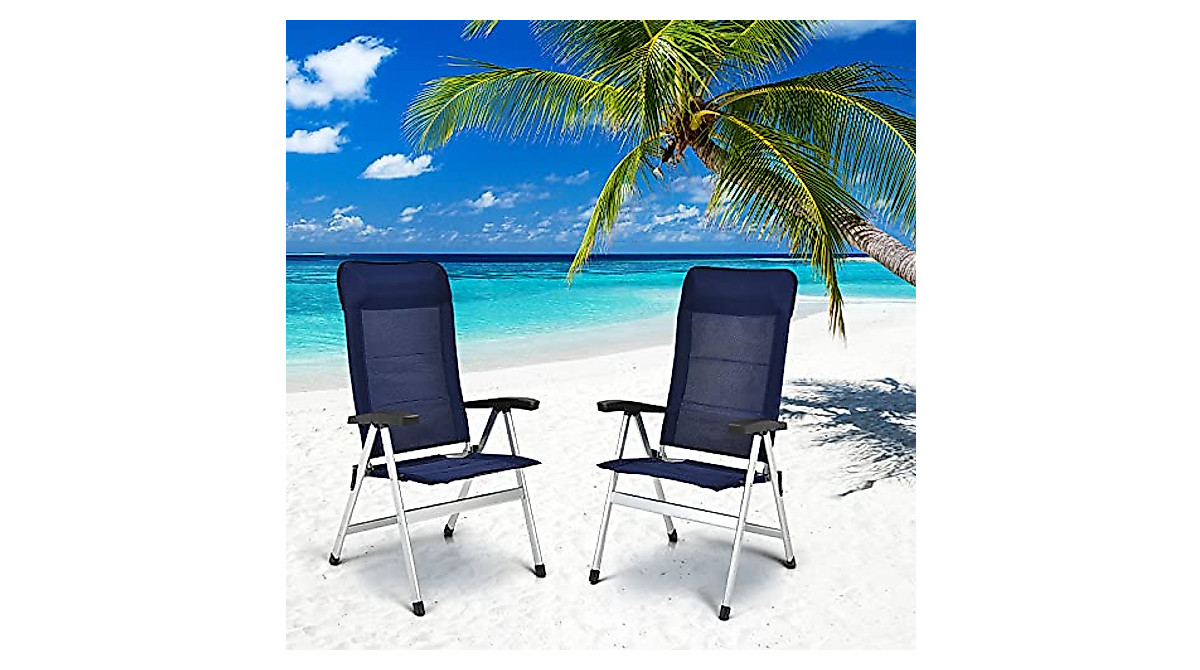 Giantex Set of 2 Folding Patio Chairs - Adjustable & Space-Saving
