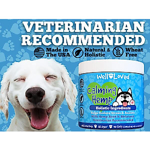 Well Loved Calming Chews for Dogs - Dog Calming Treats, Made in USA, Vet Developed, Dog Anxiety Relief, Separation, Fireworks, Travel & Stress Support, Melatonin, Natural & Holistic, 90 Calming Treats