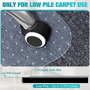 Office Chair Mat for Carpeted Floors, 30'' x 48'' Clear Computer Desk Chair Mat for Low and No Pile Carpeted Floors, Thick and Sturdy Carpet Protector, Easy Glide and Flat Without Curling