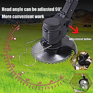 Weed Wacker Cordless Electric Battery Powered Weed Eater, 21V Lightweight Grass Trimmer Edger Lawn Tool with 2Pcs 2000mAh Battery, Push Wheeled Weed Brush Cutter No String Trimmer for Yard and Garden