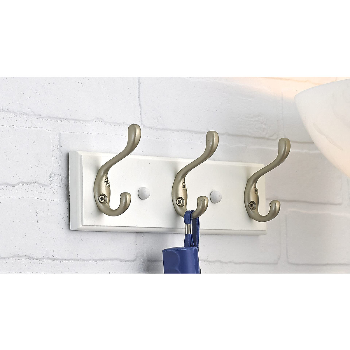 Richelieu Hardware T36709184 Utility Hook Rack 10 in (255 mm), Matte Nickel and White