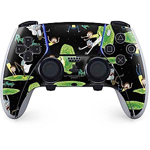 Skinit Gaming Decal Skin Compatible with PS5 DualSense Edge Pro Controller - Officially Licensed Warner Bros Rick and Morty Portal Pattern Design