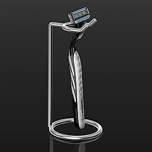 Linkidea Safety Razor Holder Stand, Shaving Razor Stand Deluxe Men's Stainless Steel Travel Shave Razor Holder - 4.7" (Silver 12cm)