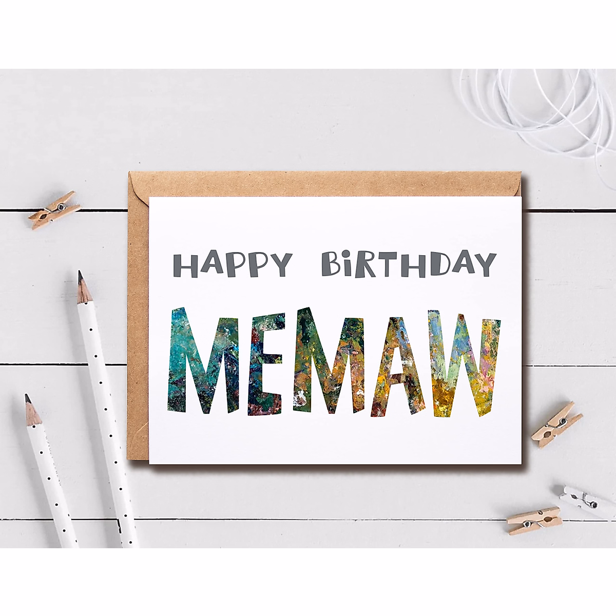 Happy Birthday Memaw - Memaw Birthday Card - Memaw Card - Card For Memaw Modern - Memaw Birthday Card - Card For Memaw