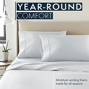 HC COLLECTION Bed Sheets Set Full with 2 Pillowcases Hotel Luxury Brushed Microfiber Sheet w/Deep Pocket, Fade Resistant Ultra Soft Breathable Lightweight 4 Pcs Bedding Solid Color, Ice Blue