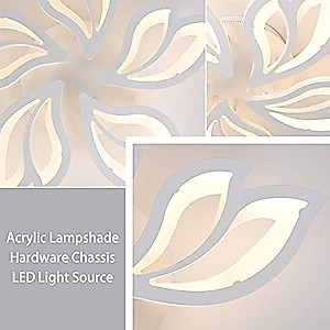 Garwarm Modern Ceiling Light,23.6” Dimmable LED Chandelier Flush Mount Ceiling Lights,Remote Control Acrylic Leaf Ceiling Lamp Fixture for Living Room Dining Room Bedroom 60W