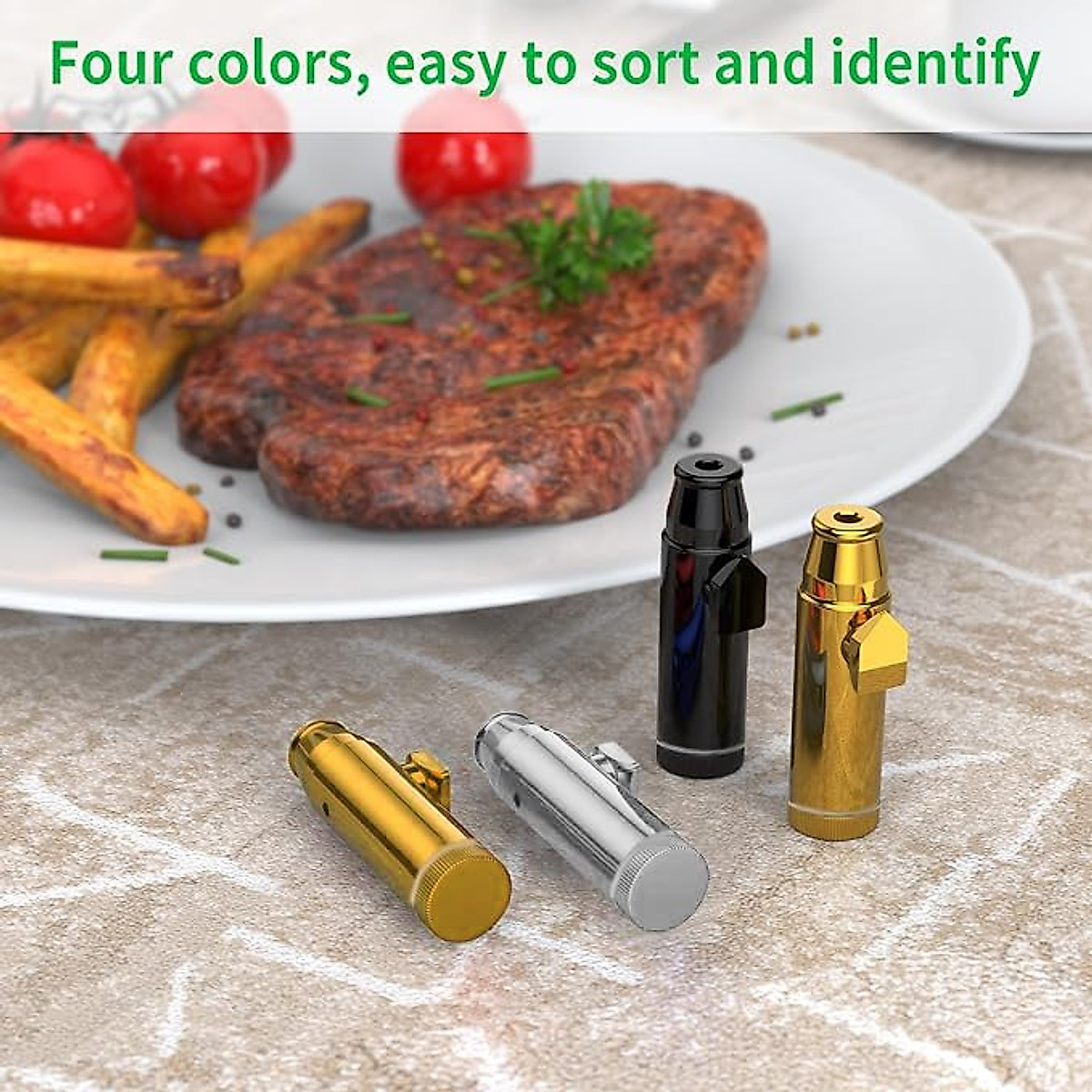 3 Pack NTIERA Mini Pepper Shaker,Premium Metal SnufBullet Spice and Sweetener Portable Travel Storage (Anodized Aluminum)