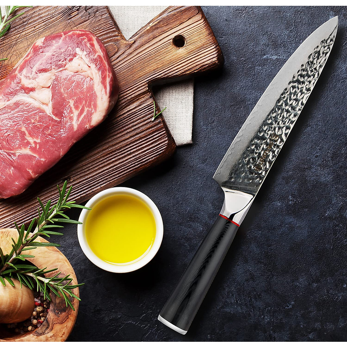 S SMAZINSTAR Chef Knife 8 inch Kitchen Knife Premium Sharp Cooking Knife HC German Stainless Steel Japanese Knife for Home Kitchen and Restaurant, Hand-Hammered, Ergonomic Handle, Gift Box