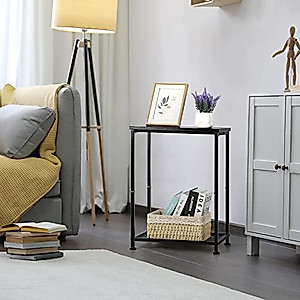 smusei Black Nightstands Set of 2 Side Table Living Room for Small Spaces Narrow Bedside Tables and Small End Table Sets with Open Storage Shelves for Bedroom Guest Room Decor