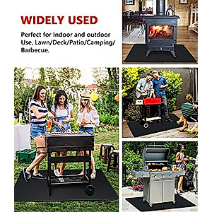 Protebox 60 x 40 inch Under Grill Mats for Outdoor Grill, Double-Sided Fireproof Deck and Patio Protector Mat, BBQ Mat for Under BBQ, Waterproof Oil-Proof Grill Floor Pads Fire Pit Mat Fireplace Mat