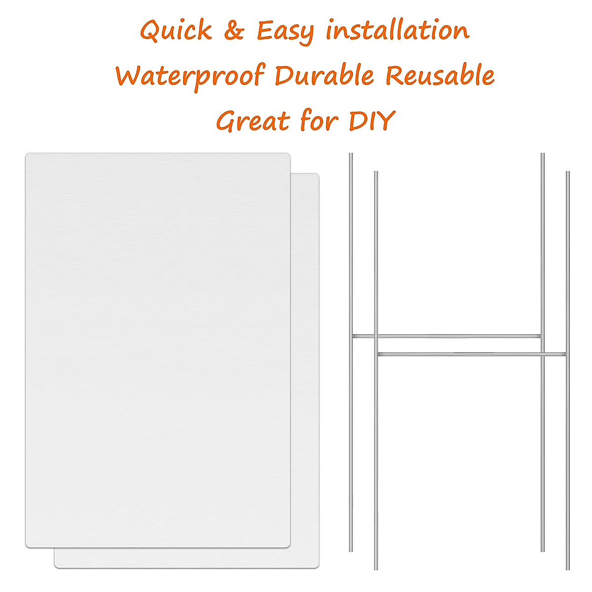 ANZEKE Blank Yard Signs with H- Metal Stakes, 2 Pack 18 x 12Inches White Corrugated Plastic Yard Lawn Sign for Party Decorations, Estate,Garage Sale Signs, Rent, Guidepost Decorations,Open House