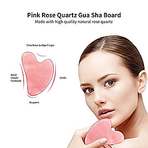 Rose Quartz Gua Sha Tool - Gua Sha Massage Tool for Facial Microcirculation Removes Toxins Prevents Wrinkles Boost Radiance of Complexion - 100% Authentic Genuine Rose Quartz