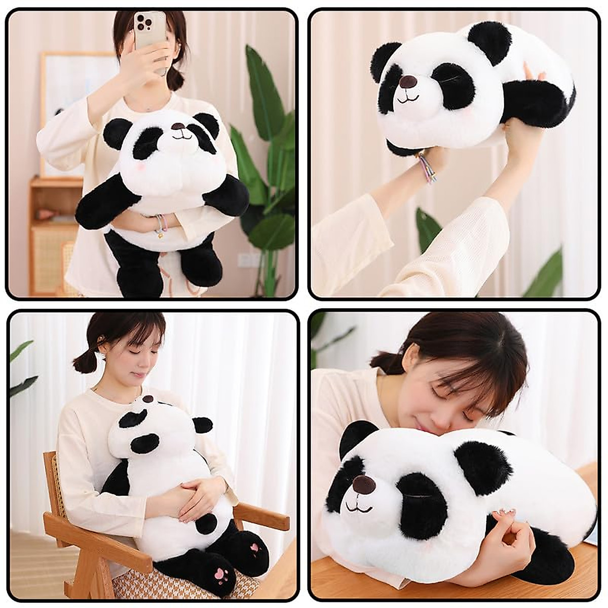 Evlooe Cute Panda Plush Toy, Panda Bear Stuffed Animal Plush Pillow Soft Cartoon Panda Plushies Body Pillow Gifts for Kids Girls(30cm/11.81inch)