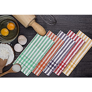 Excellent Deals Kitchen Towels [ 5 Pack, 16" x 22" ] - Multi Color Lightweight Waffle Dish Towels, Dish Cloth, Tea Towels, Cleaning Towels and Cotton Rich Bar Towels.
