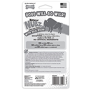 Nylabone Nubz Wild Natural Edible Chew Treats for Dogs, Made in USA, Bison Flavor, Large - Up to 50 lbs. (2 Count)
