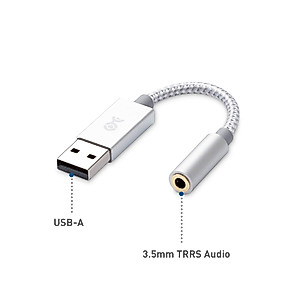 Cable Matters Premium Braided USB to 3.5mm Audio Adapter (USB Audio Adapter with Built in DAC Codec) for Windows and macOS