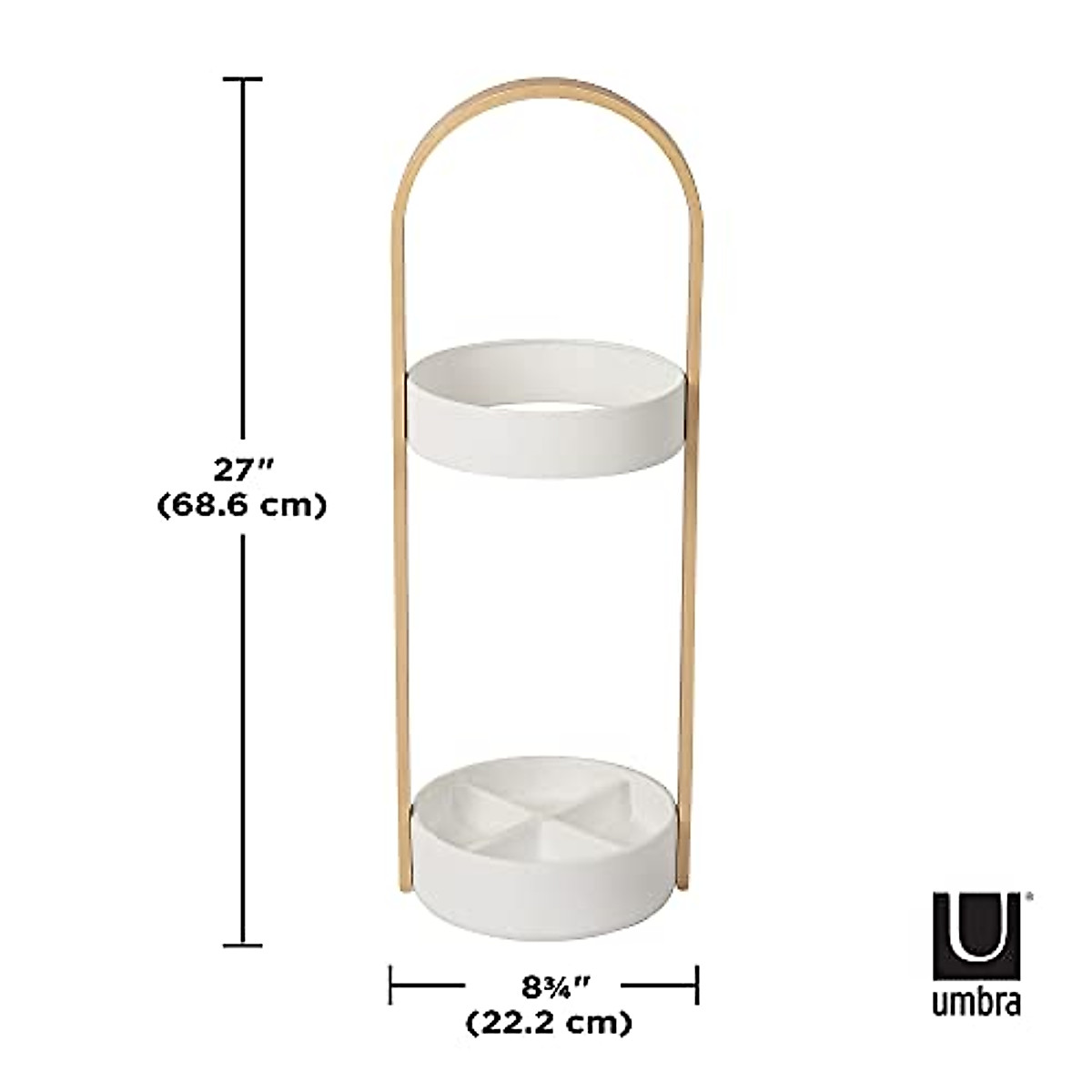 Umbra Space Saving Bellwood Umbrella Stand, White/Natural