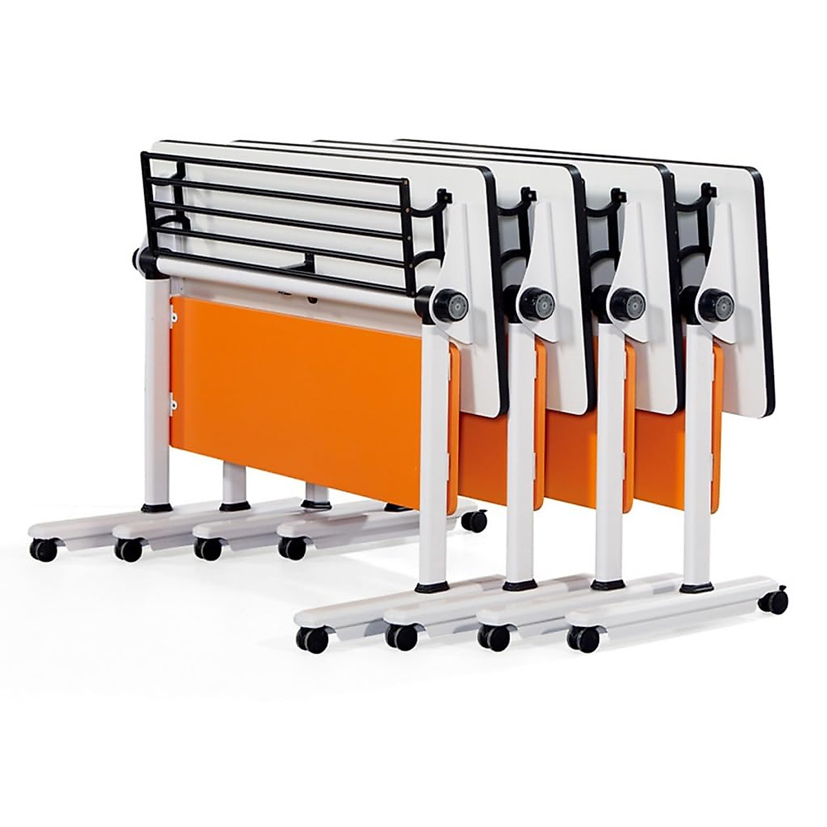 Foldable Meeting Table Set of 6,Flip Top Mobile Training Table with Modesty and Lockable Wheels, for Conference Rooms,Training Rooms,Media Centers,Classrooms (Color : A, Size : 120 * 60 * 75cm)